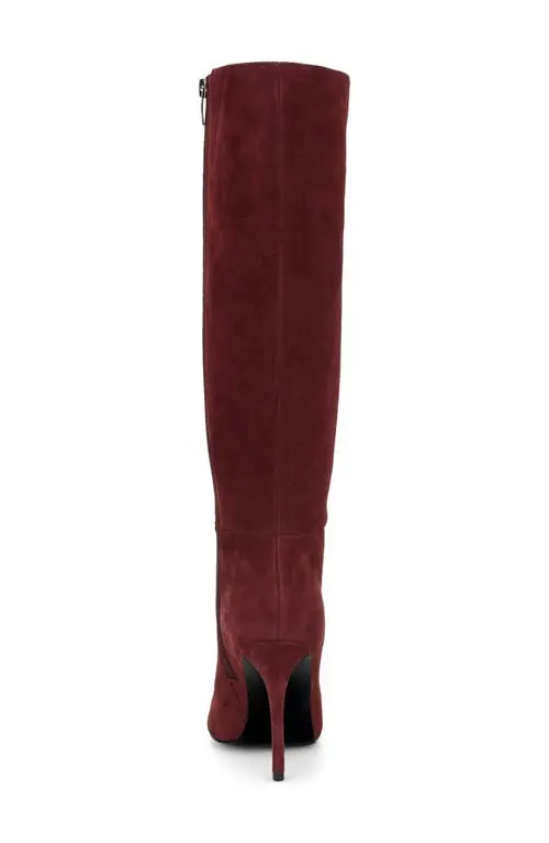 Nine West Cherri Faux Leather Knee High Boot - Dark Red