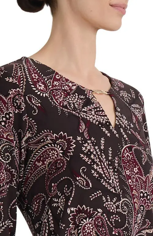 Jones New York Keyhole Paisley Crepe Top