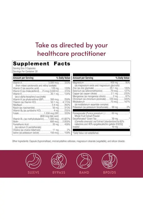 BARIATRIC ADVANTAGE Ultra High Potency Daily Multivitamin Capsules 90 Capsules