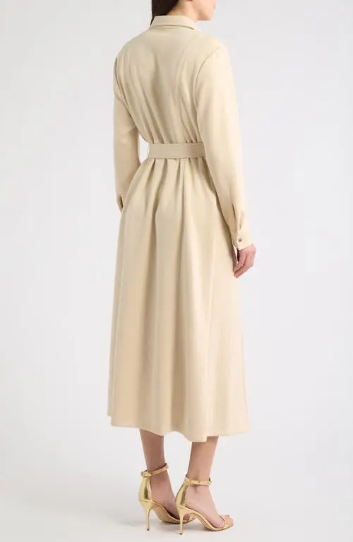 Anne Klein Belted Midi Shirtdress - Macadamia