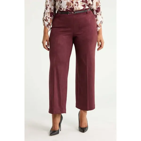 Anne Klein Wide Leg Faux Suede Pants - Barolo