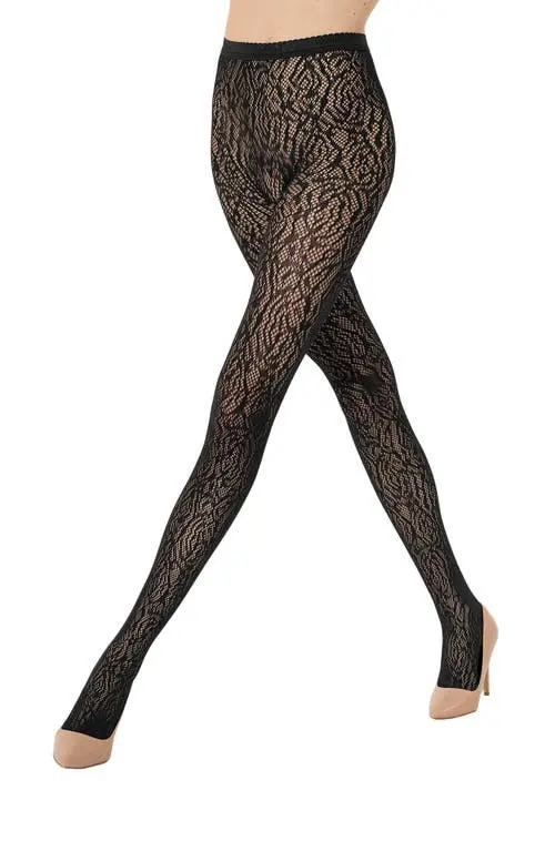 Wolford Rose Lace Tights - Black