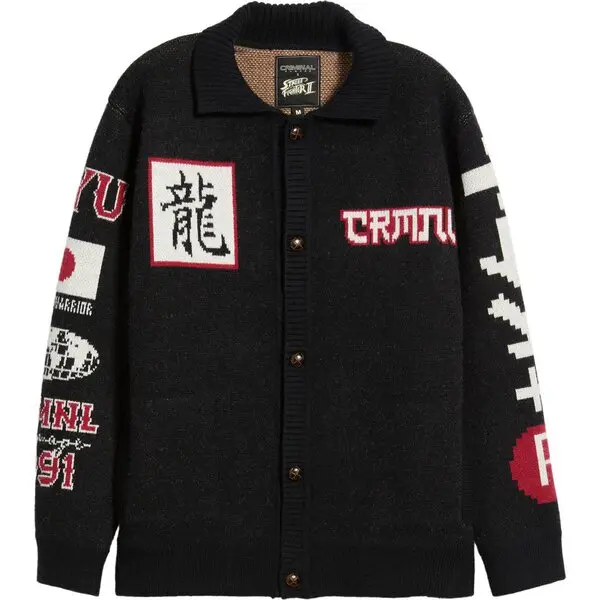 CRIMINAL DAMAGE Street Fighter Ii Ryu Cardigan - Black