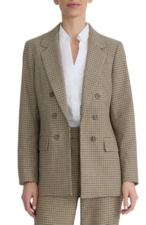 Jones New York Houndstooth Longline Blazer - Natural Camel Multi