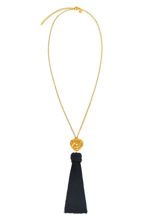 PETIT MOMENTS Sierra Knot Tassel Pendant Necklace - Gold/black