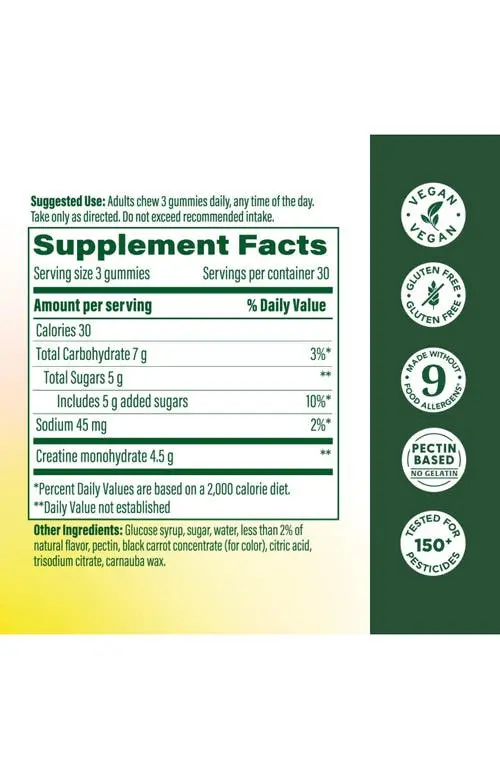 MEGAFOOD Creatine Monohydrate Gummies, Raspberry