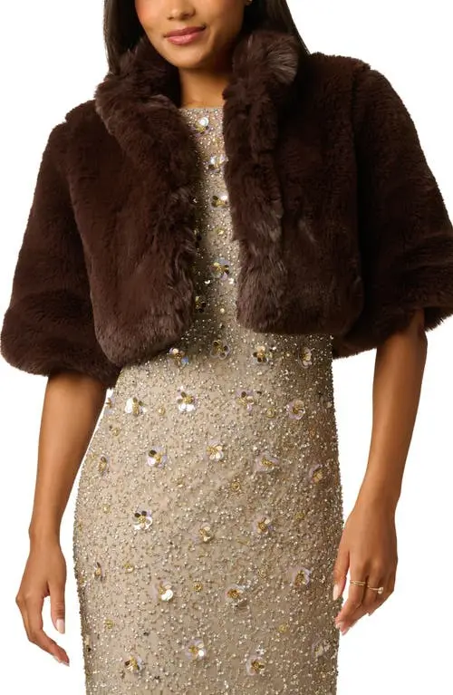 Adrianna Papell Faux Fur Coverup Jacket