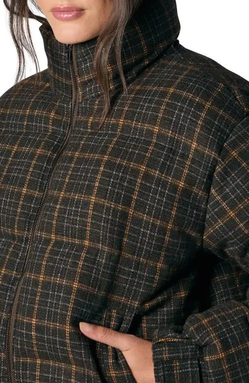 Joe's Jeans Bruna Plaid Wool Blend Puffer Jacket