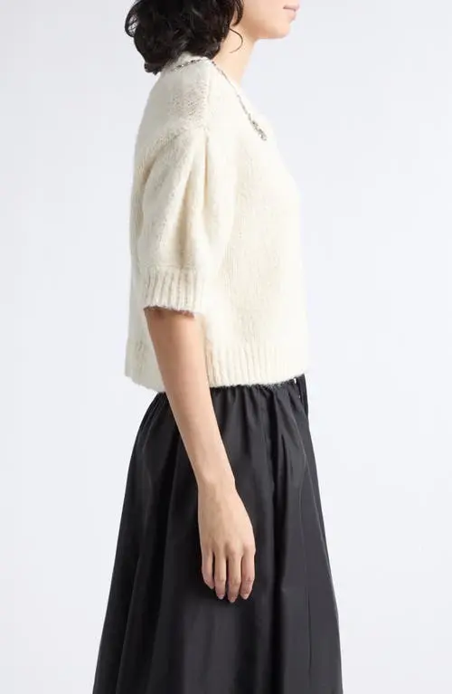 Cinq À Sept Millicent Crystal Embellished Wool Blend Cardigan