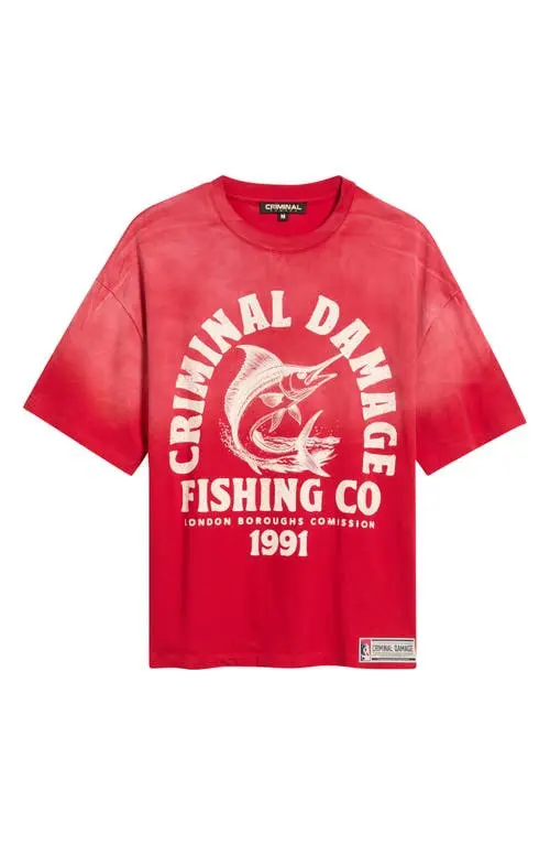 CRIMINAL DAMAGE Fishing Company Graphic T-shirt