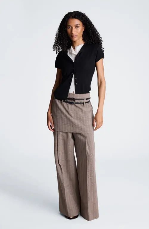KENNETH COLE Plaid Double Belt Miniskirt