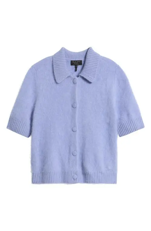 Rag & Bone Brushed Cashmere Short Sleeve Cardigan - Light Blue