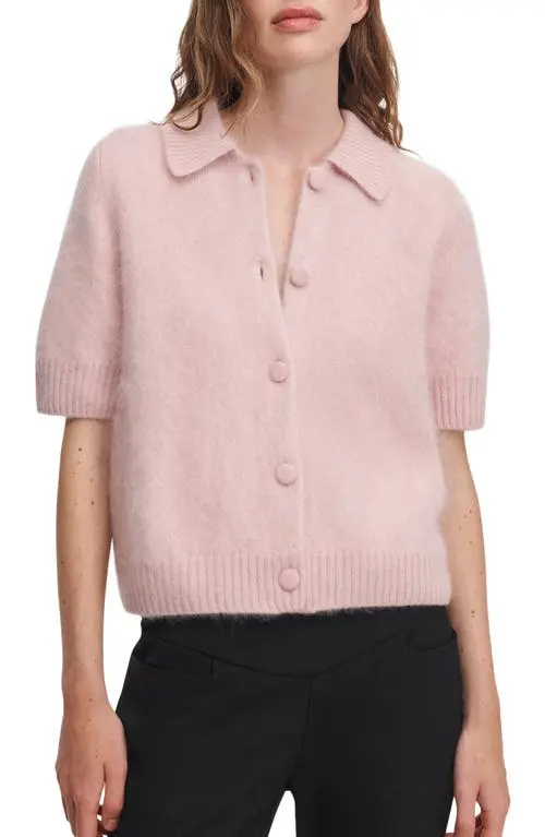 Rag & Bone Brushed Cashmere Short Sleeve Cardigan - Pink