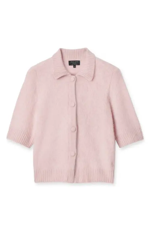 Rag & Bone Brushed Cashmere Short Sleeve Cardigan - Pink
