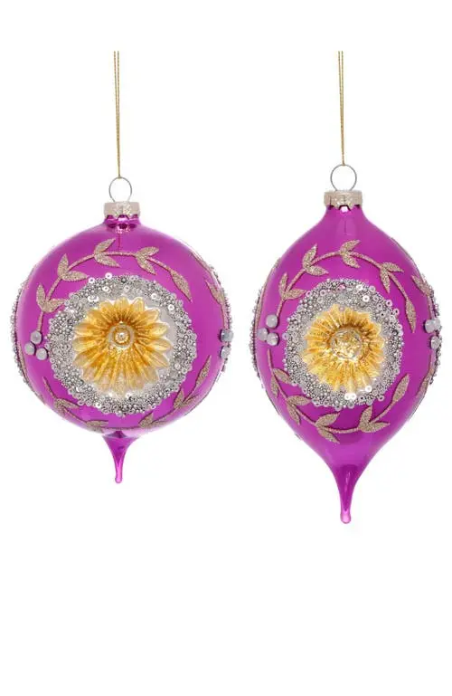 MARK ROBERTS Scrolled Reflector Ornament - Pink