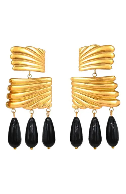 PETIT MOMENTS Sonora Tiered Drop Earrings - Gold/black