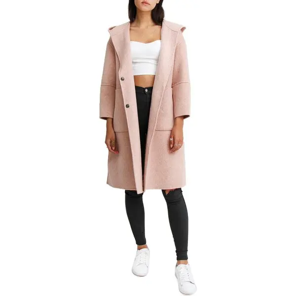 BELLE & BLOOM Walk This Way Wool Blend Oversized Coat - Pink