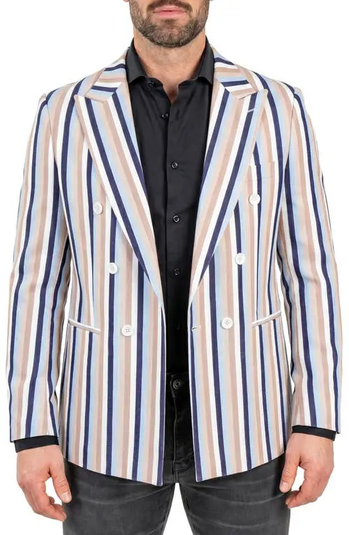 MACEOO Socrate Striped Double Breasted Sport Coat - Multi