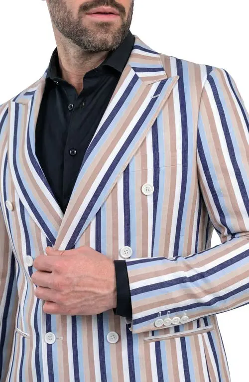 MACEOO Socrate Striped Double Breasted Sport Coat