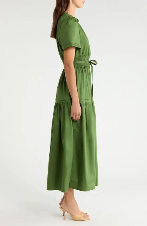 SUGARLIPS Jennis Belted Cotton Maxi Dress - Olive