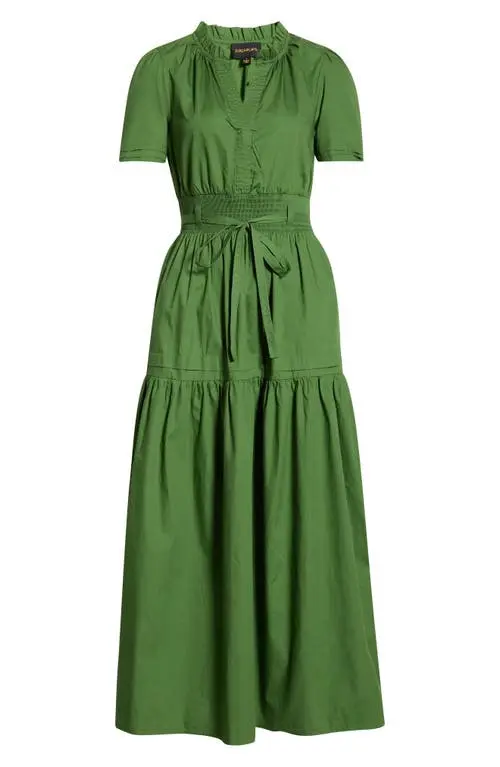 SUGARLIPS Jennis Belted Cotton Maxi Dress - Olive