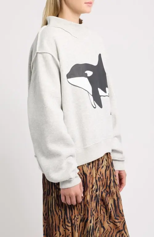 DRESSED IN LALA Whale Yeah Reversible Graphic Boxy Sweatshirt