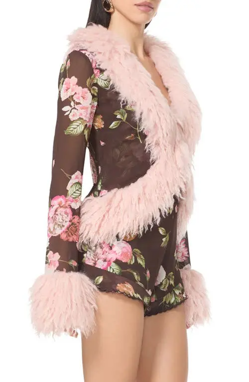 AFRM Simone Faux Fur Trim Cardigan