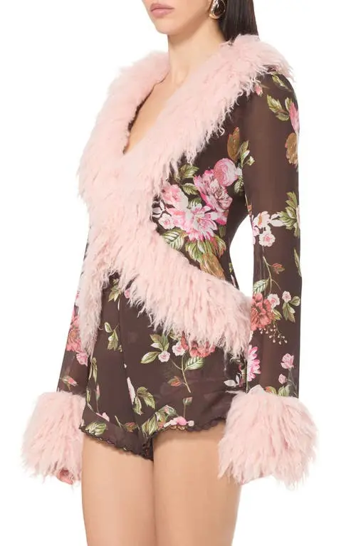 AFRM Simone Faux Fur Trim Cardigan