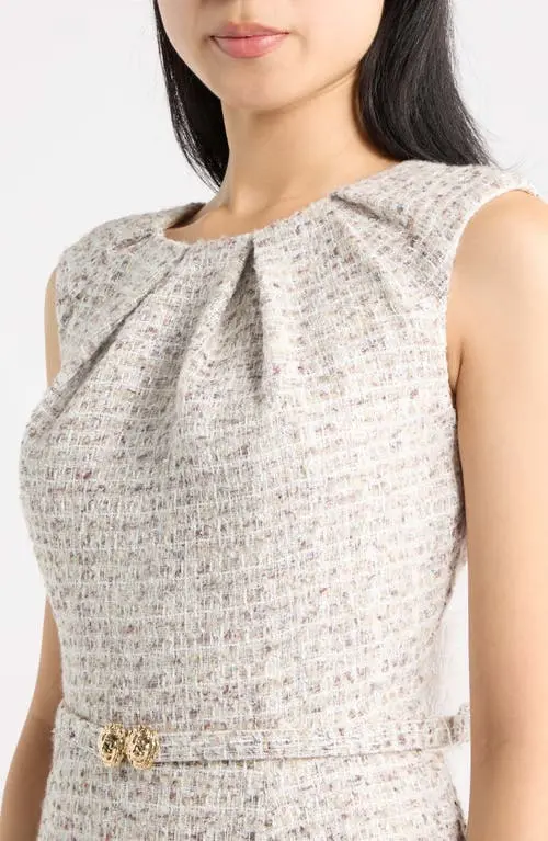 Anne Klein Fit & Flare Tweed Midi Dress