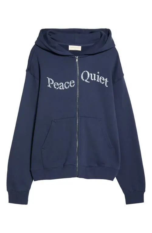 MUSEUM OF PEACE & QUIET Stencil Logo Graphic Zip Hoodie