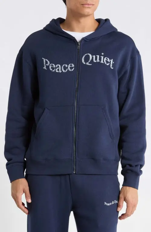 MUSEUM OF PEACE & QUIET Stencil Logo Graphic Zip Hoodie