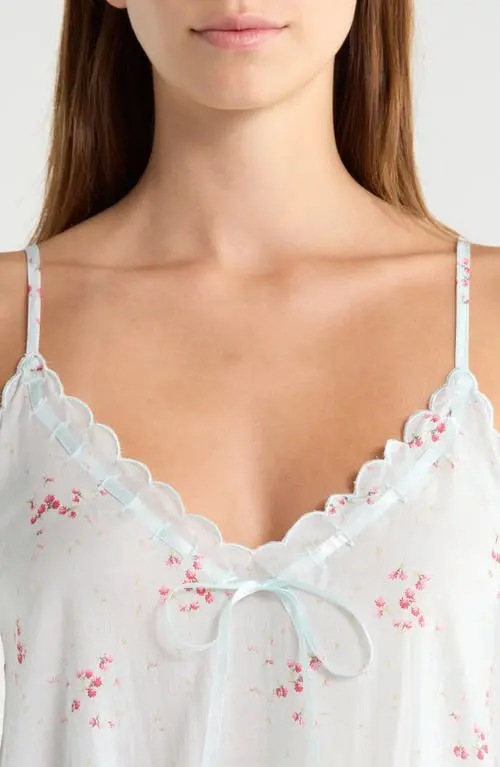 ETAM Floral Chemise With Scalloped Trim And Bow Detail