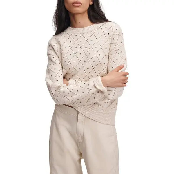 Rag & Bone Emma Embellished Wool Sweater - Ivory