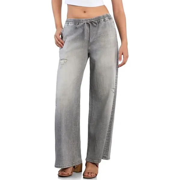 HINT OF BLU Knotty Drawstring Jeans - Grey Blue