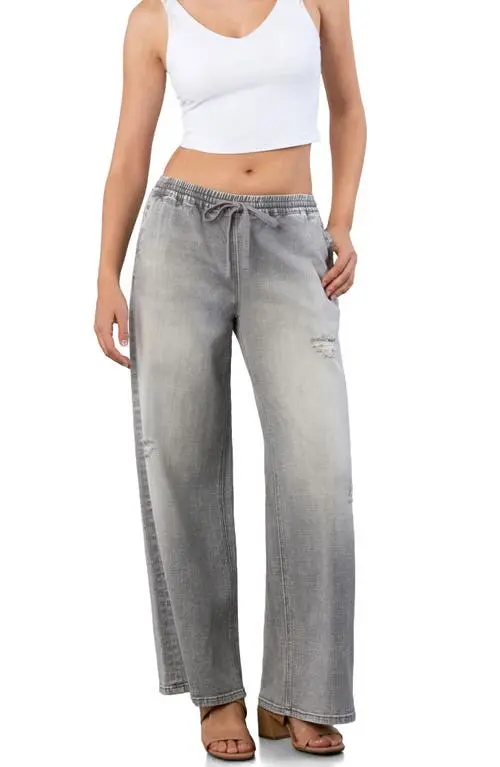 HINT OF BLU Knotty Drawstring Jeans - Grey Blue