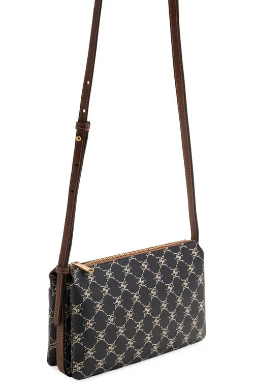 Mango Logo Faux Leather Crossbody Bag - Navy