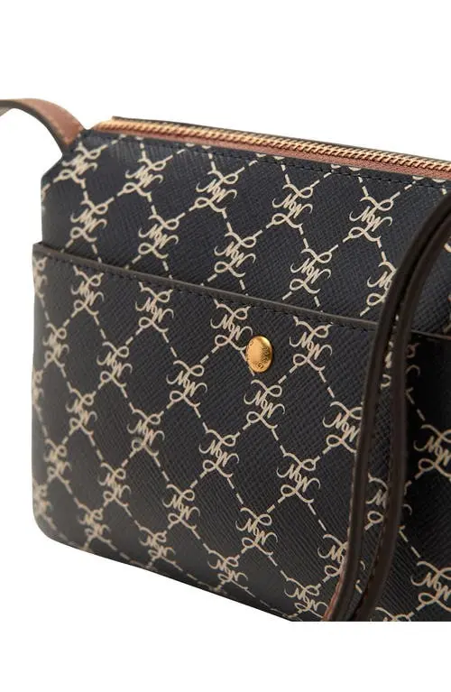 Mango Logo Faux Leather Crossbody Bag - Navy
