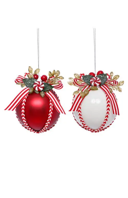 MARK ROBERTS Peppermint Topped Ornament - Red