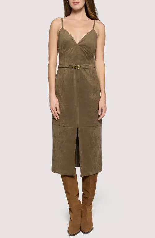LOST + WANDER Urban Fall Faux Suede Midi Dress