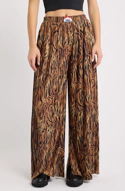 DRESSED IN LALA Pleated Wide Leg Pants - Tiger