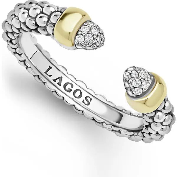 Lagos Signature Caviar 14k Gold & Diamond Ring - Two-tone