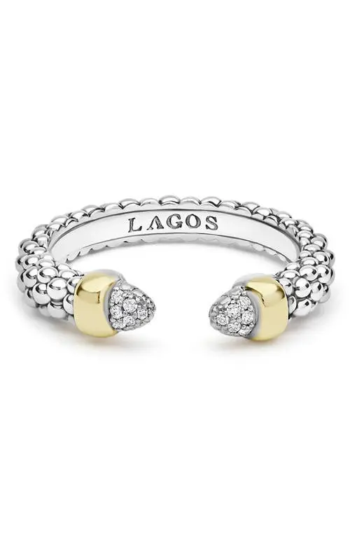 Lagos Signature Caviar 14k Gold & Diamond Ring