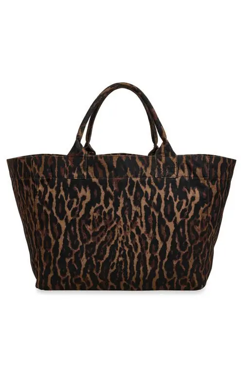 GANNI Leopard Print Extra Large Shopper Tote - Autumn Maple
