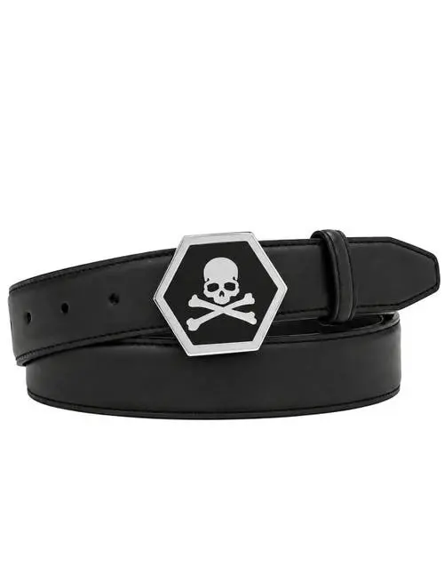 Philipp Plein Belt Skull - Black/nickel
