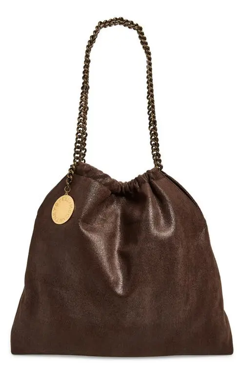 Stella McCartney Medium Falabella Drawstring Faux Suede Shoulder Bag - Mahogany