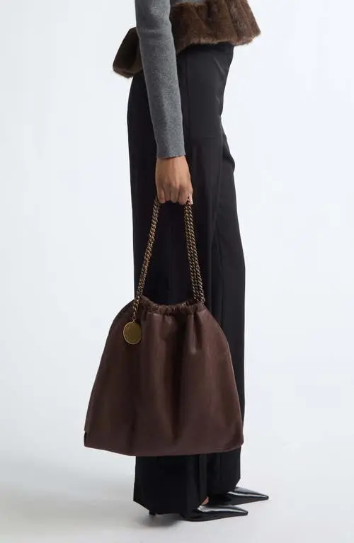 Stella McCartney Medium Falabella Drawstring Faux Suede Shoulder Bag - Mahogany