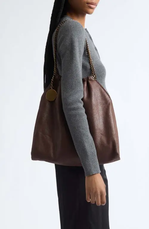 Stella McCartney Medium Falabella Drawstring Faux Suede Shoulder Bag - Mahogany