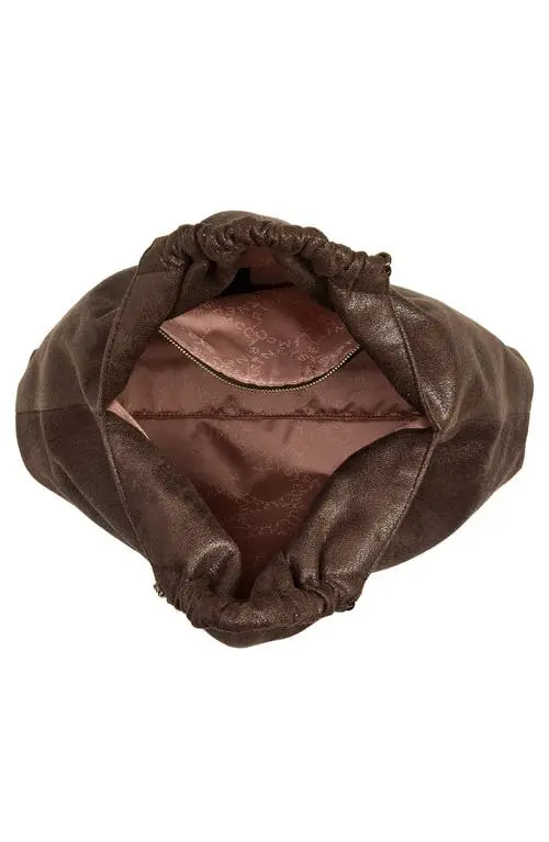 Stella McCartney Medium Falabella Drawstring Faux Suede Shoulder Bag - Mahogany