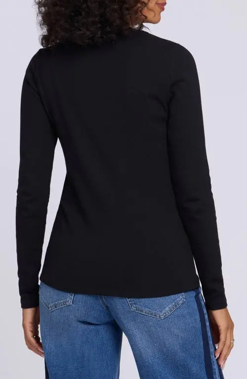 NYDJ Emery Rib Henley Top - Black