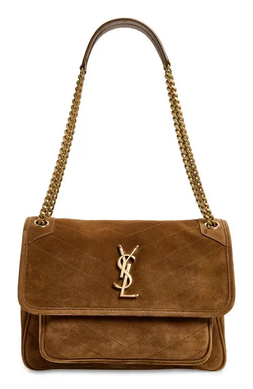 Saint Laurent Medium Suede Shoulder Bag - Caramel Cognac